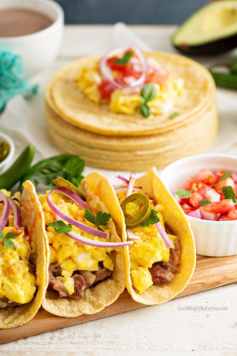 Healthy Breakfast Tacos Recipe {JUST 143 CALORIES}