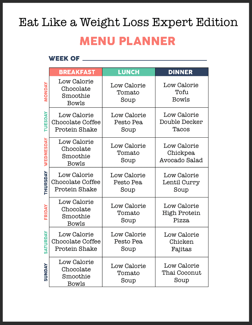 Low Calorie Weight Loss Meal Plans (Updated Weekly)