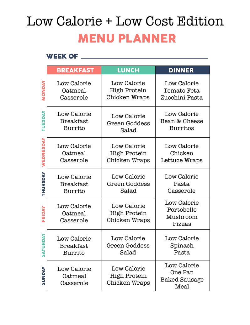 Low Calorie Weight Loss Meal Plans (Updated Weekly)